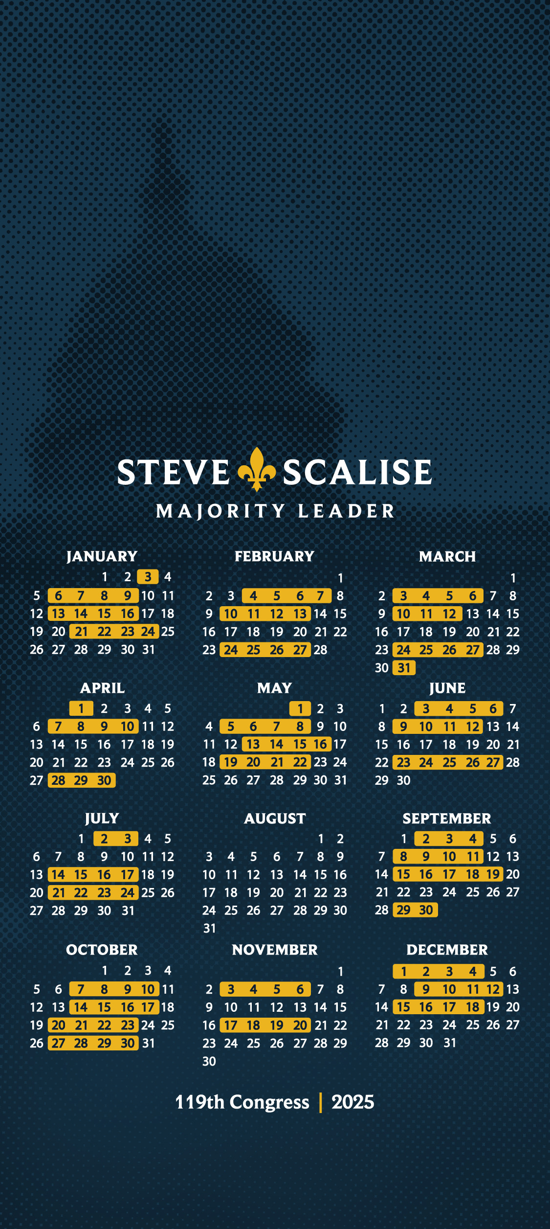 House Calendar 2025 | Majority Leader